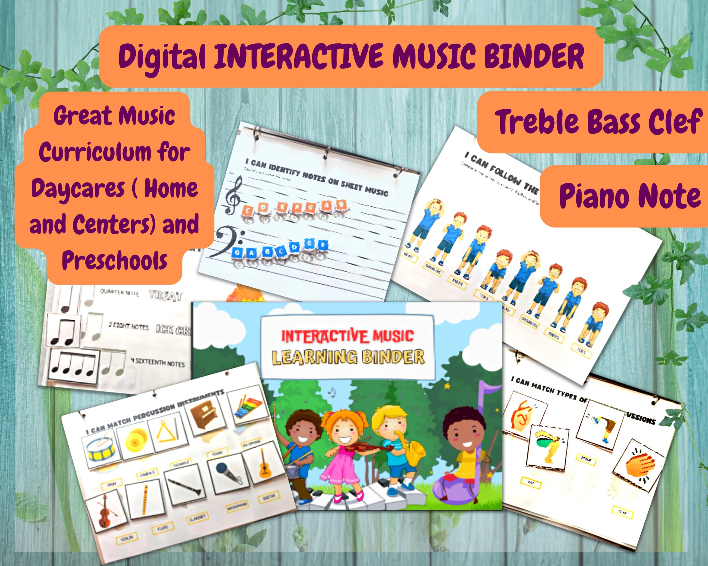 Digital INTERACTIVE MUSIC Binder/treble Bass Clef/ Piano Note/great ...