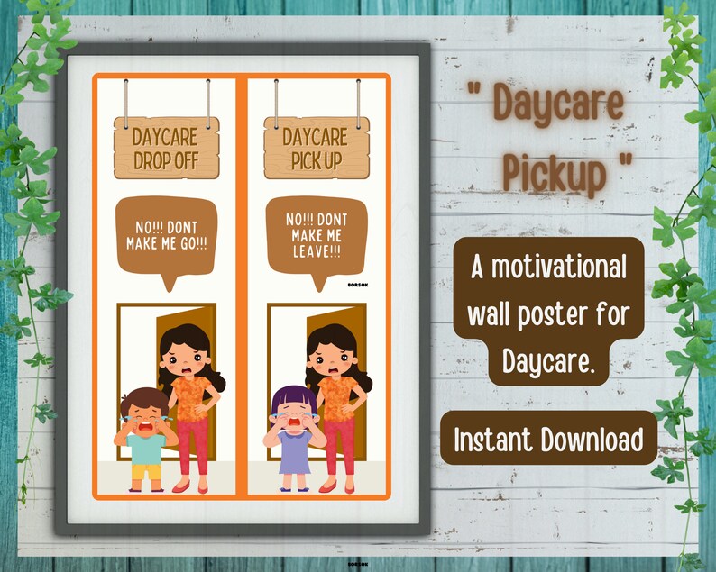 Daycare Drop off Pickup Poster / A Motivational Wall Poster for Daycare ...