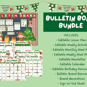 Christmas Bulletin Board Kit: Daycare & Preschool Decor (printable PDF ...