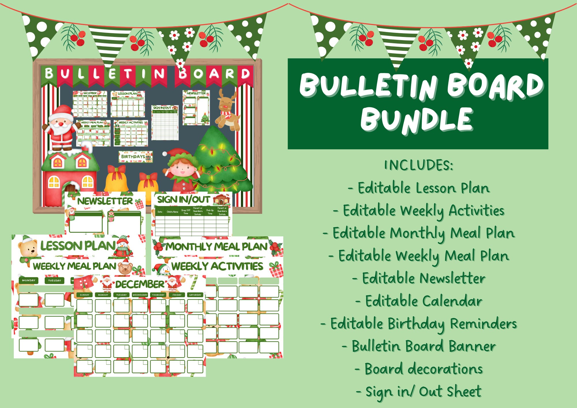 Christmas Theme Bulletin Board / Perfect for Home Daycare / Editable ...