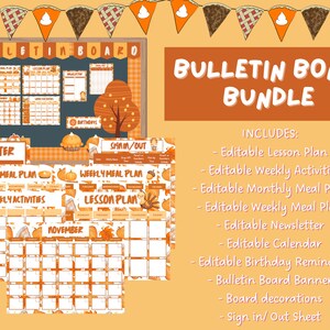 Thanksgiving Bulletin Board Kit: Editable Daycare Newsletter, Meal Plan ...