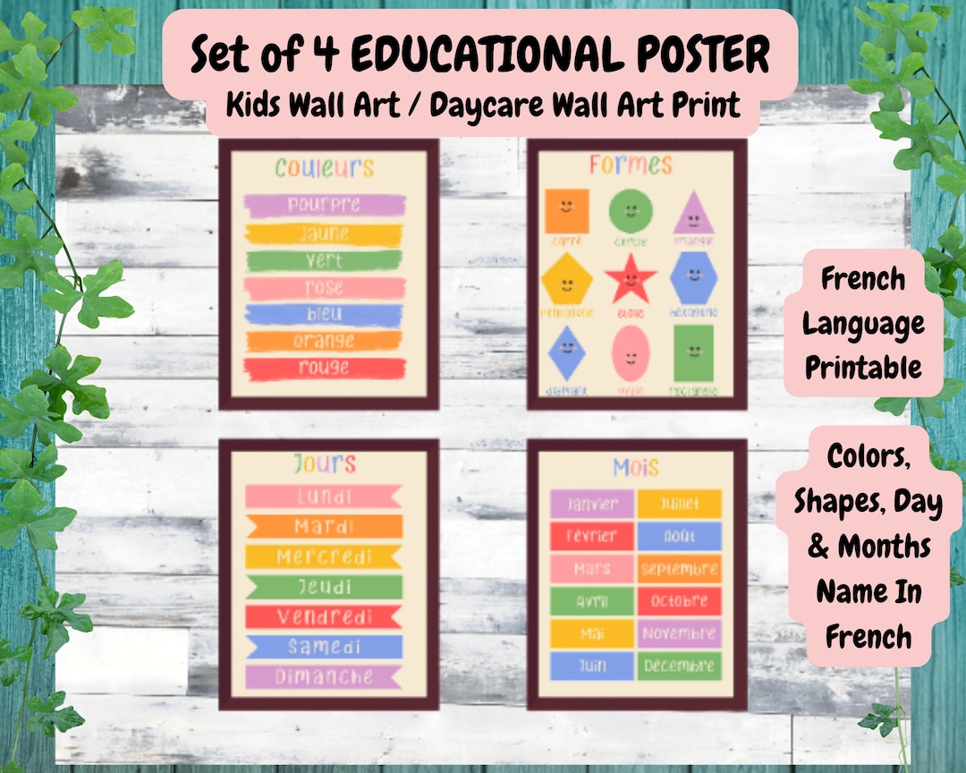 Set of 4 EDUCATIONAL POSTER / Kids Wall Art / Daycare Wall Art Print ...