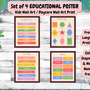 Set of 4 EDUCATIONAL POSTER / Kids Wall Art / Daycare Wall Art Print ...