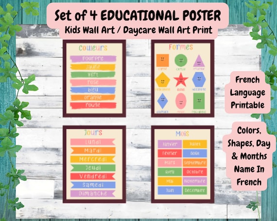 Set of 4 EDUCATIONAL POSTER / Kids Wall Art / Daycare Wall Art | Etsy