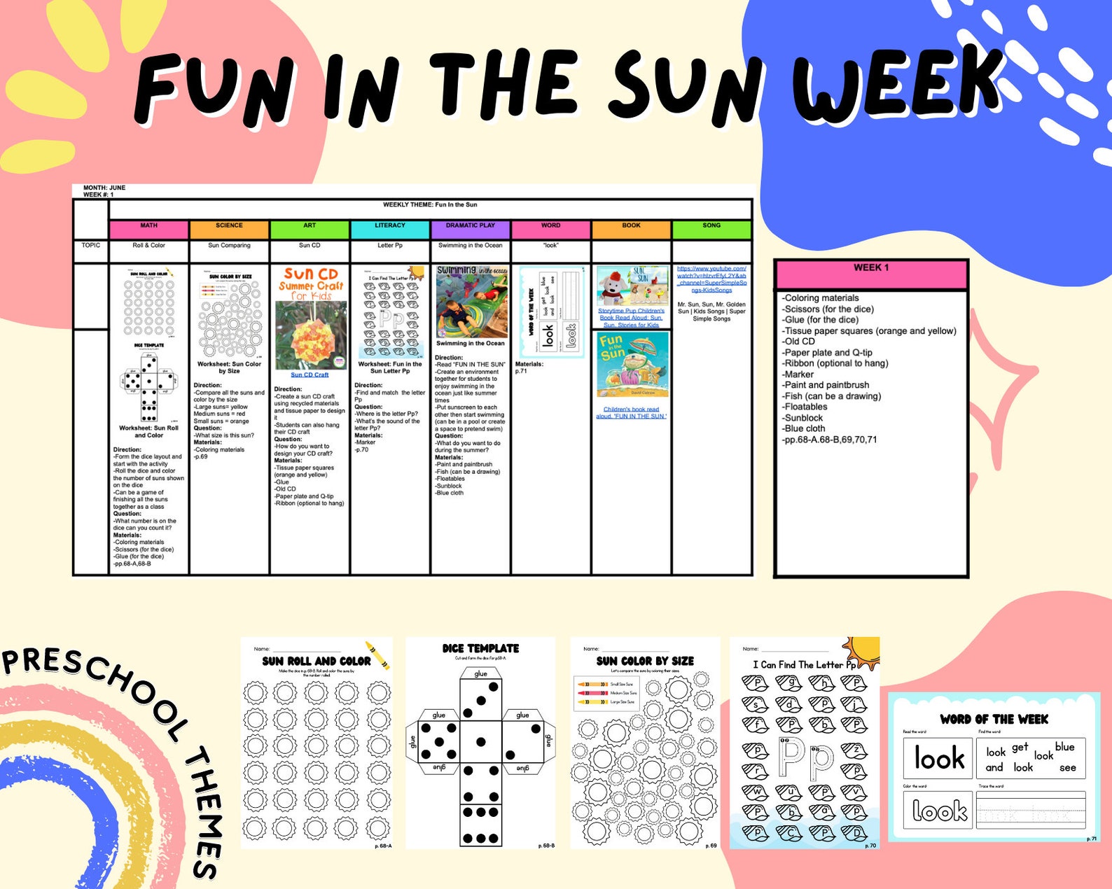 Summer Preschool Lesson Plan Bundle: June-august Themes (PDF) - Etsy