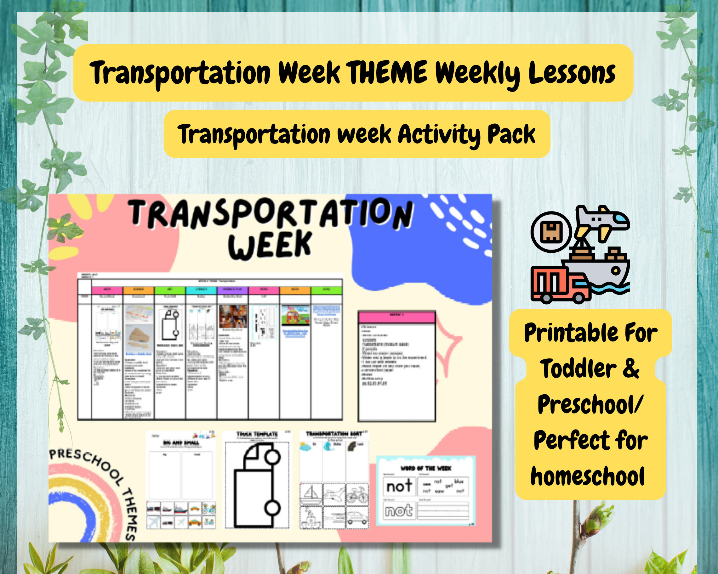 Transportation Week THEME Weekly Lessons/ Transportation Week Activity ...