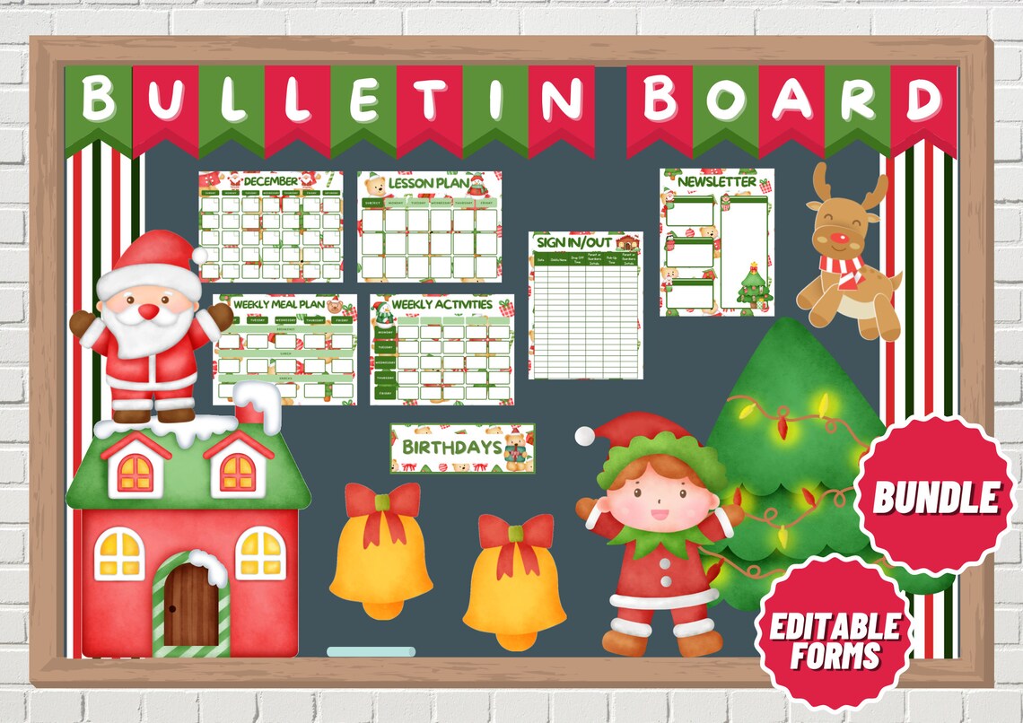 Christmas Bulletin Board Kit: Daycare & Preschool Decor (printable PDF ...