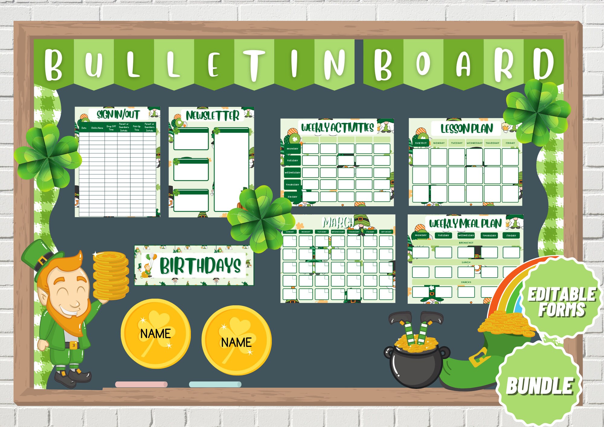 St. Patrick's Day Theme Bulletin Board / Perfect for Home Daycares ...