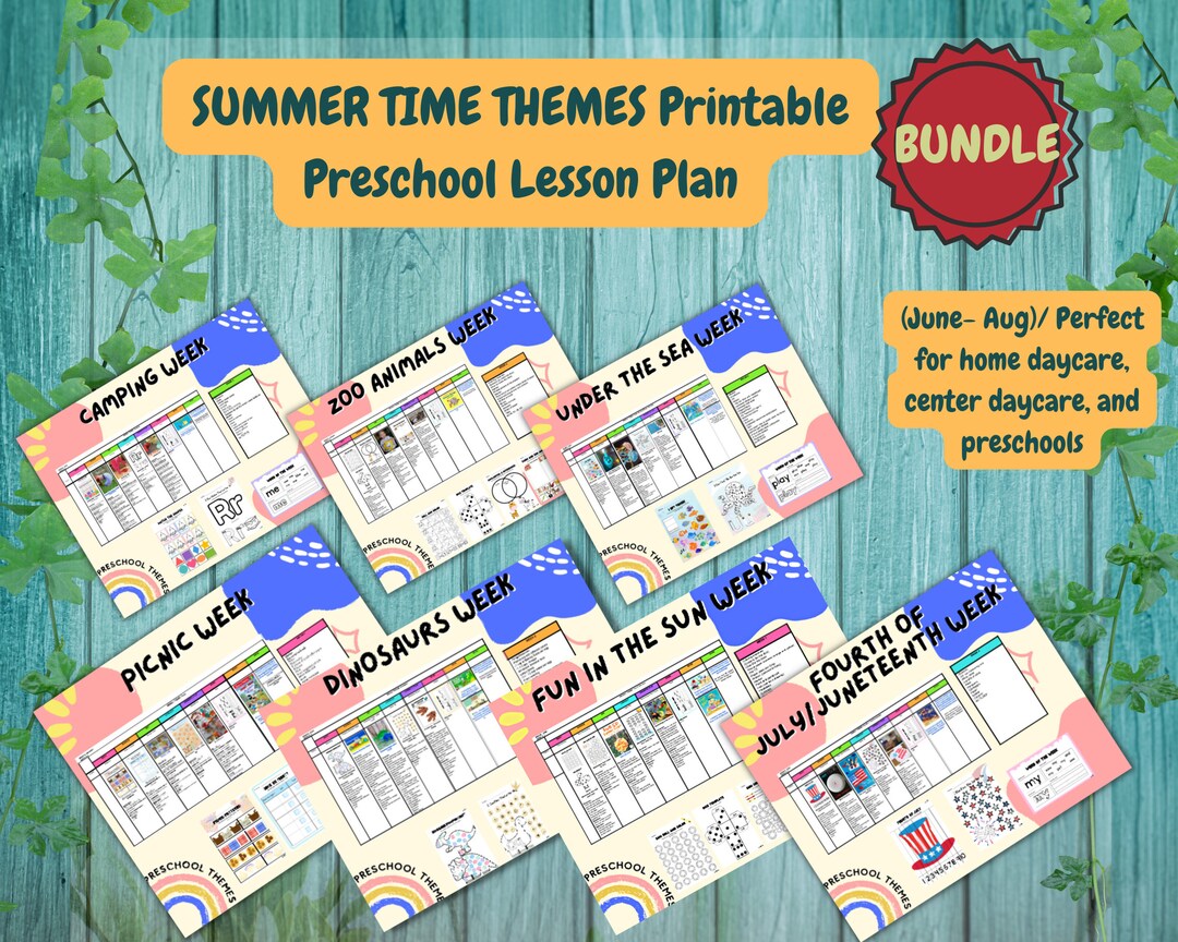 Summer Preschool Lesson Plan Bundle: June-august Themes (PDF) - Etsy
