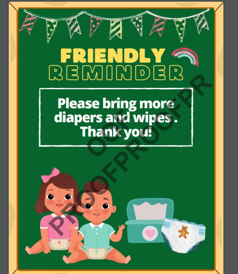 FRIENDLY Reminders/daycare, Preschool, Childcare Business/ 12 Printable ...