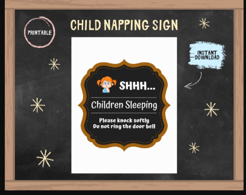 CHILDREN SLEEPING Front Door Sign/children Sleeping Printable Sign ...