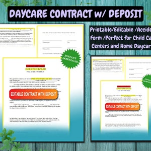 DAYCARE EMPLOYEE CONTRACT/ / Editable/ Perfect for Daycare - Etsy