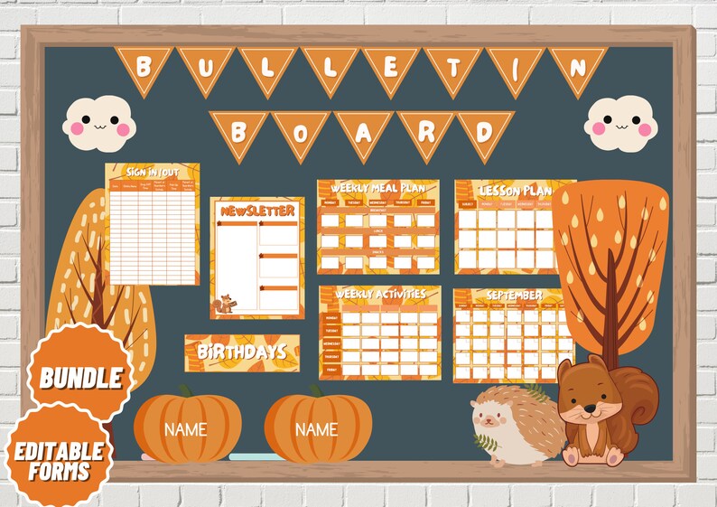 Fall Theme Bulletin Board Kit: Classroom Decor & Editable Templates ...