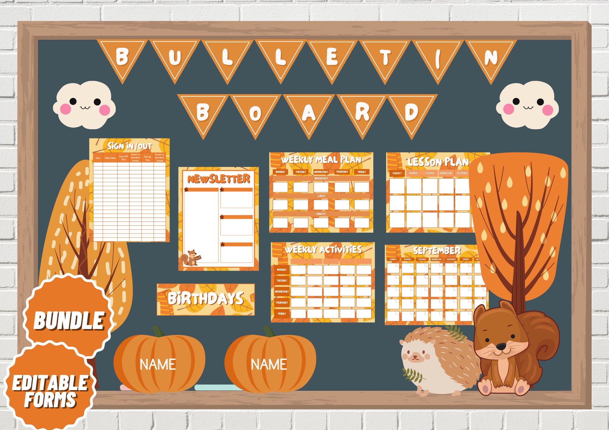 Fall Theme Bulletin Board / Color Fall Classroom Decor / Editable ...