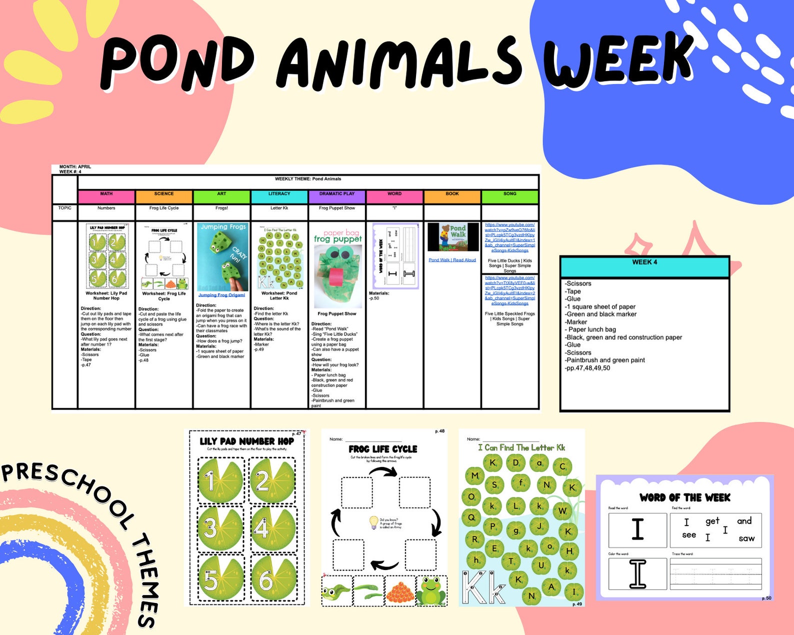 ANIMAL THEMES Printable Preschool Lesson Plan Bundle/perfect for ...