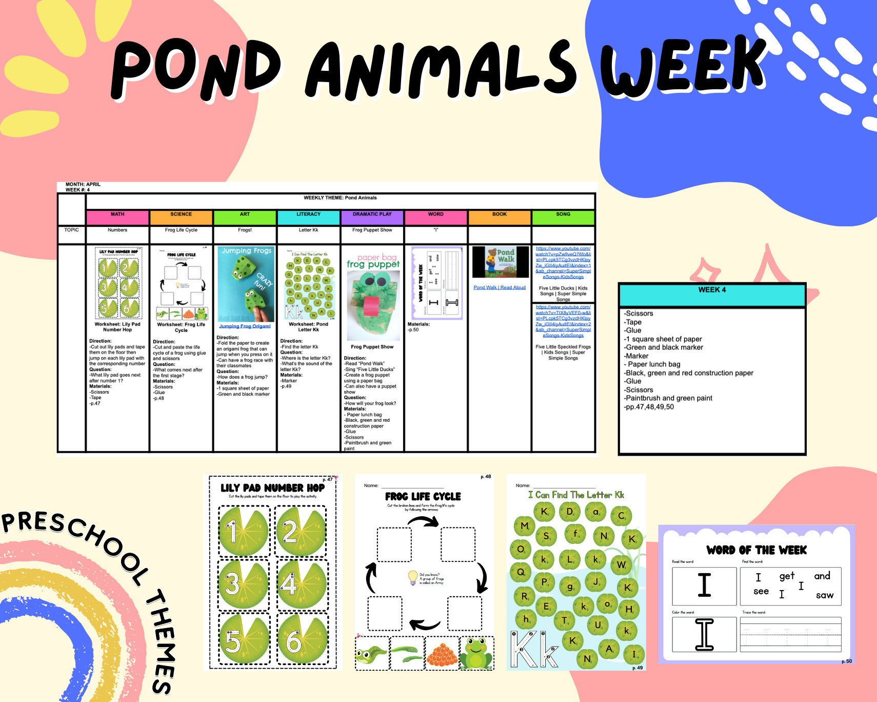 ANIMAL THEMES Printable Preschool Lesson Plan Bundle/perfect for ...