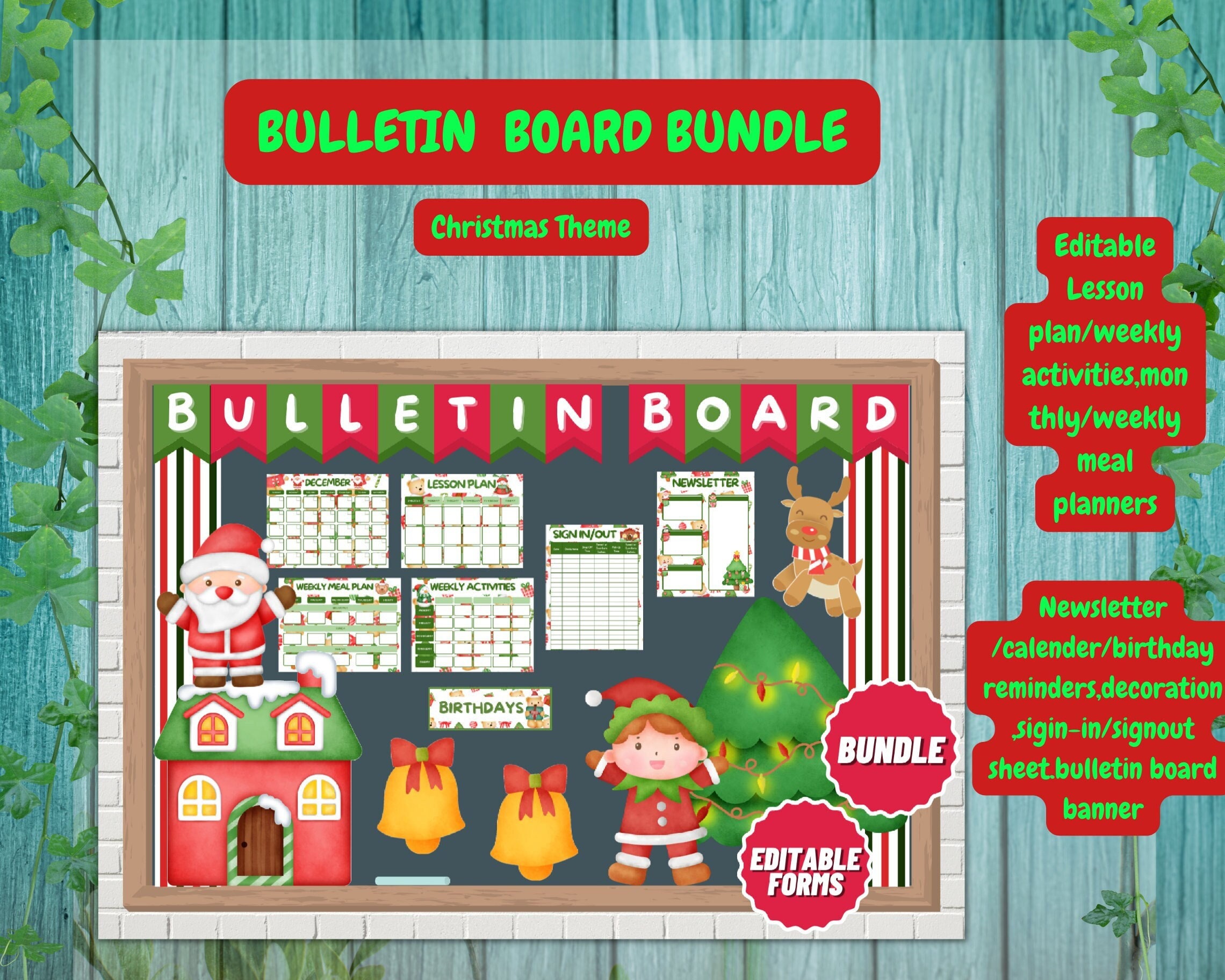 Christmas Theme Bulletin Board / Perfect for Home Daycare / Editable ...