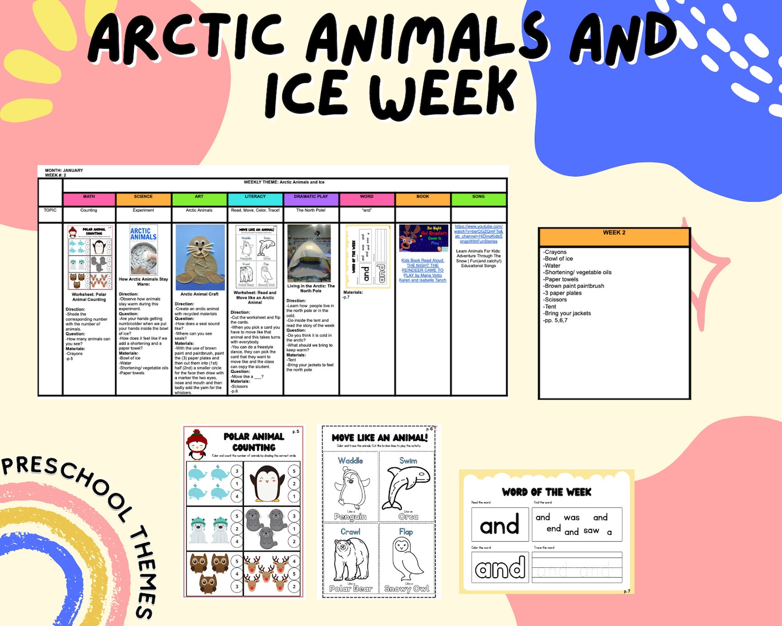 WINTER THEMES Printable Preschool Lesson Plan BUNDLE /dec Mar Lessons ...