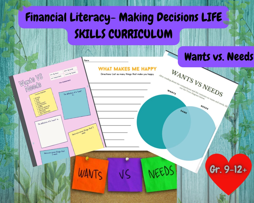 Financial Literacy- Making Decisions LIFE SKILLS CURRICULUM: Wants Vs ...