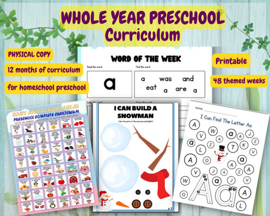 Currículo preescolar imprimible para todo el año hojas de - Etsy México