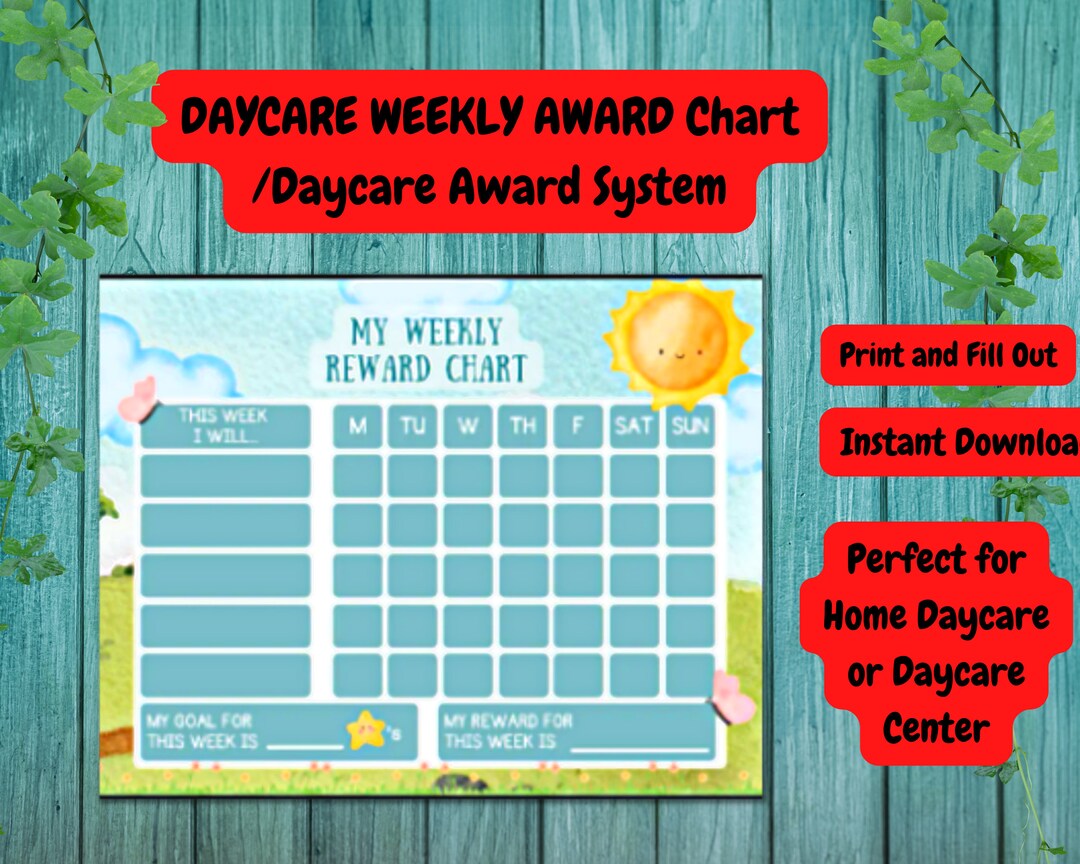DAYCARE WEEKLY AWARD Chart /daycare Award System/ Perfect for Home ...