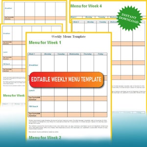 DAYCARE WEEKLY MENU Templates /editable / Perfect for Daycare Providers ...