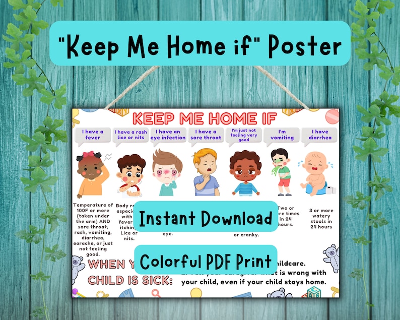 Daycare Sick Child Poster: Keep Me Home If Sign (digital Download) - Etsy