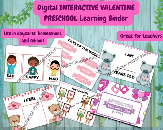 Digital INTERACTIVE VALENTINE PRESCHOOL Learning Binder/ Great - Etsy
