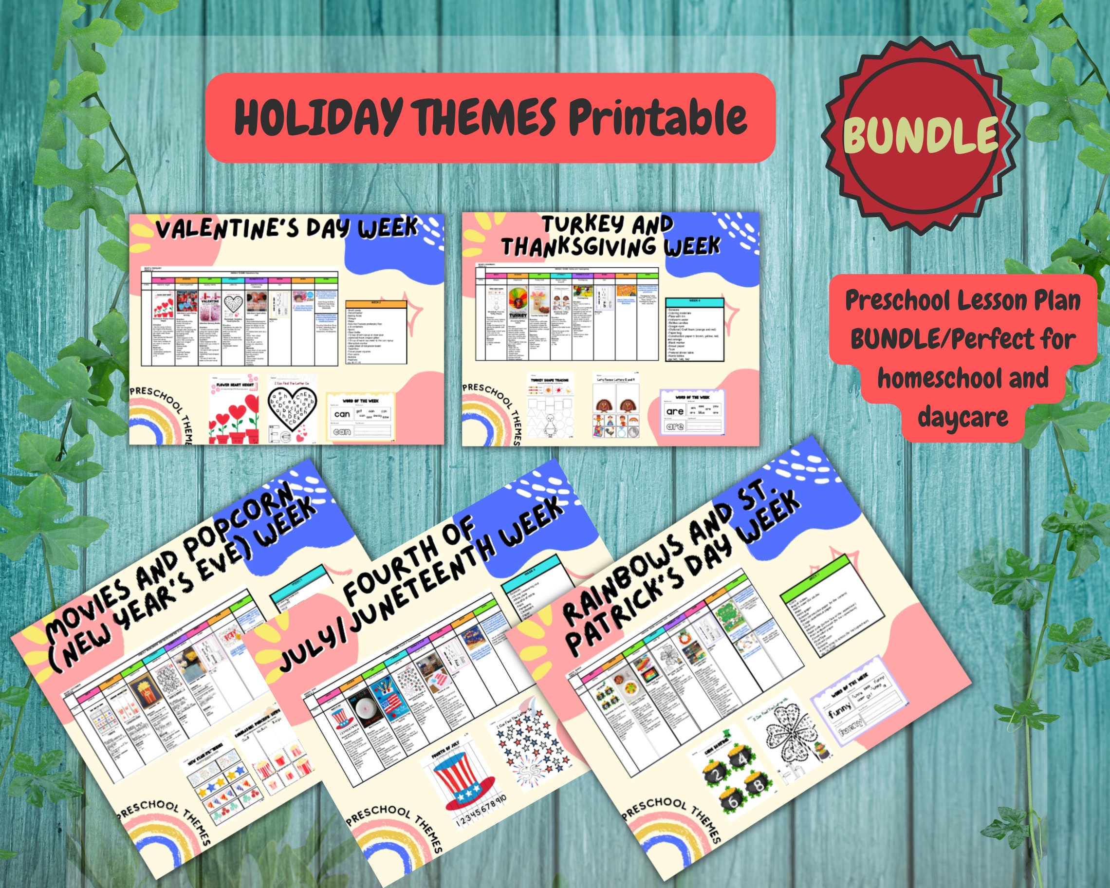 HOLIDAY THEMES Printable Preschool Lesson Plan Bundle/perfect for ...