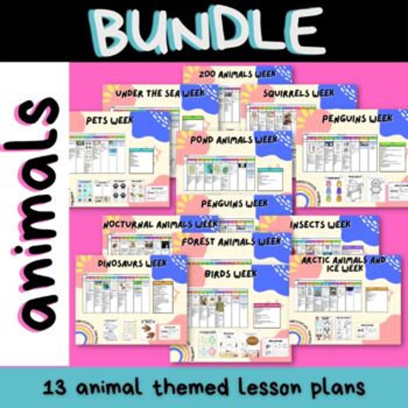 ANIMAL THEMES Printable Preschool Lesson Plan Bundle/perfect for ...