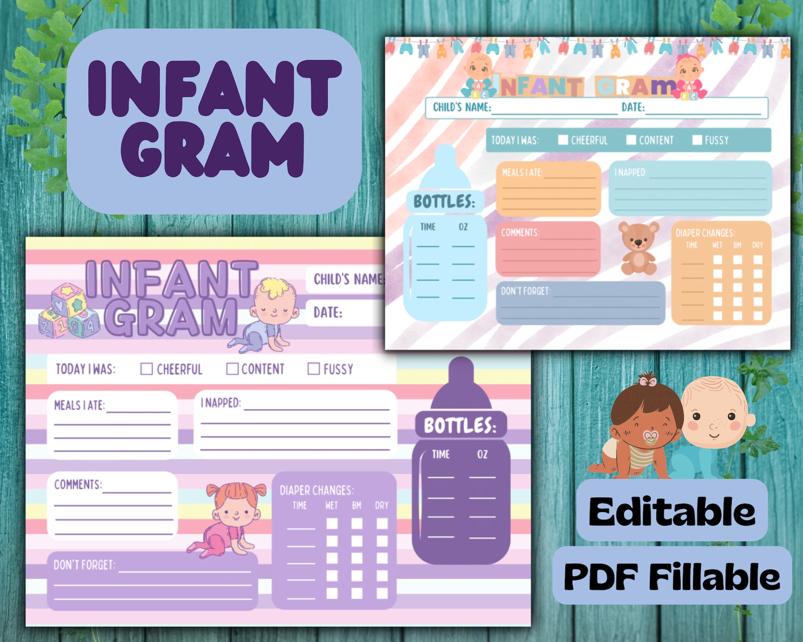 Infant Gram / Child Care Tracker / Babysitter Notes / Fillable PDF ...