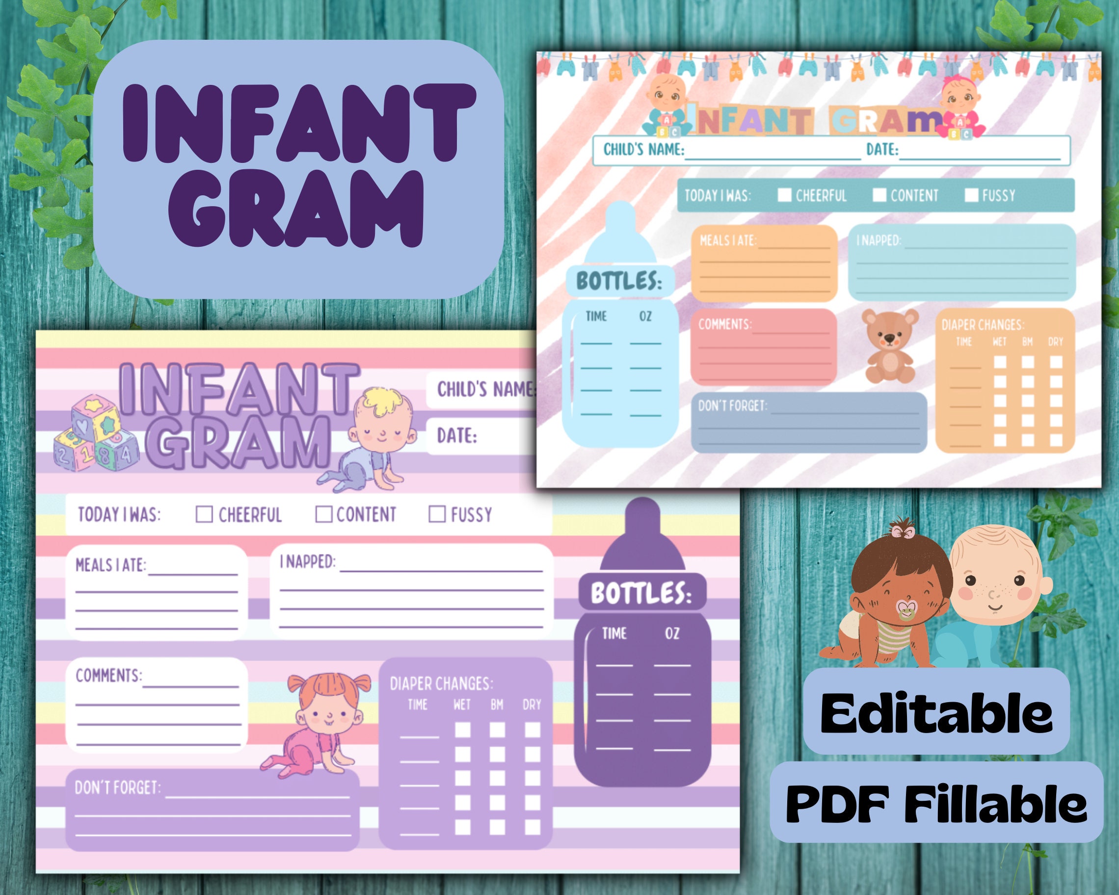 Infant Gram: Baby Daily Log, Childcare Tracker (fillable PDF) - Etsy