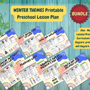 WINTER THEMES Printable Preschool Lesson Plan BUNDLE /(dec- Mar ...