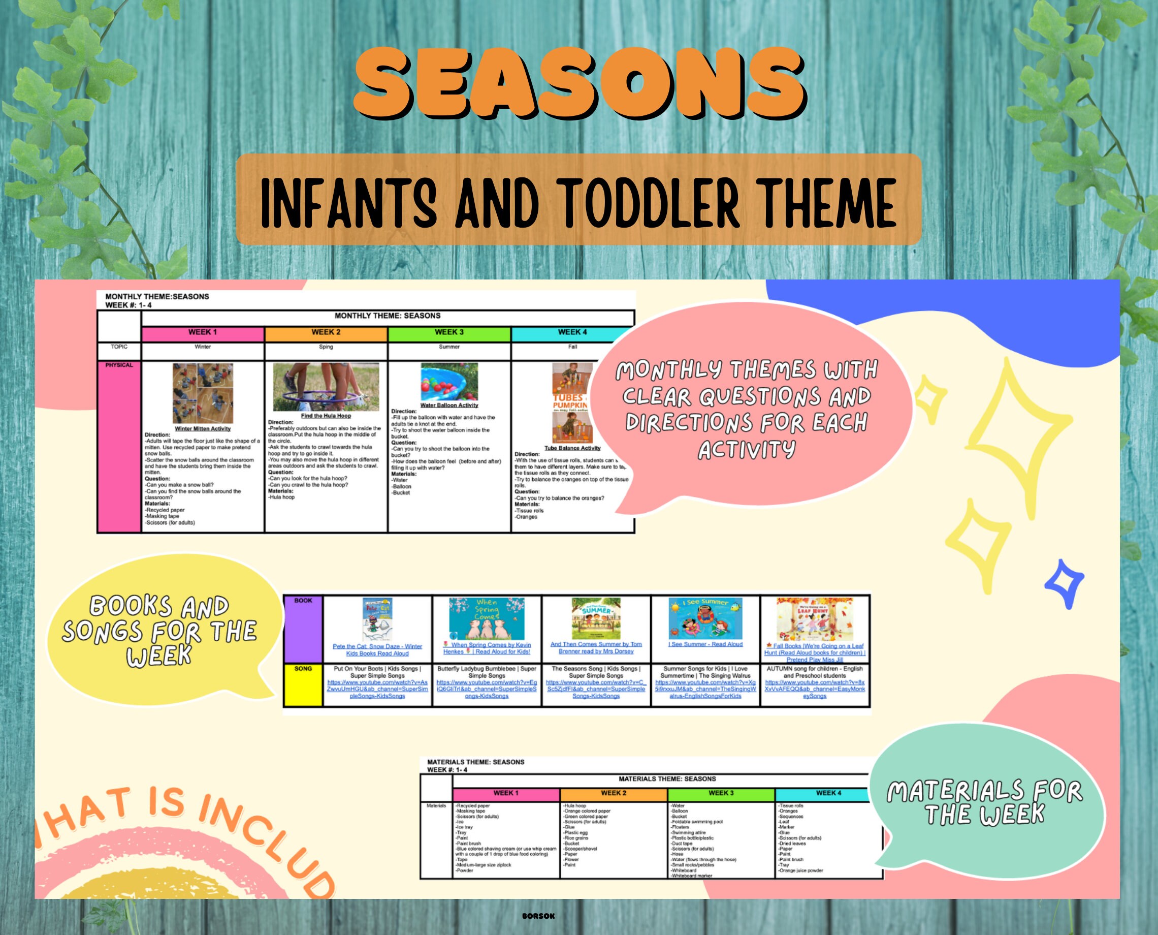 Seasons of the Year Themed Monthly Lesson Plan/ Seasons Preschool ...