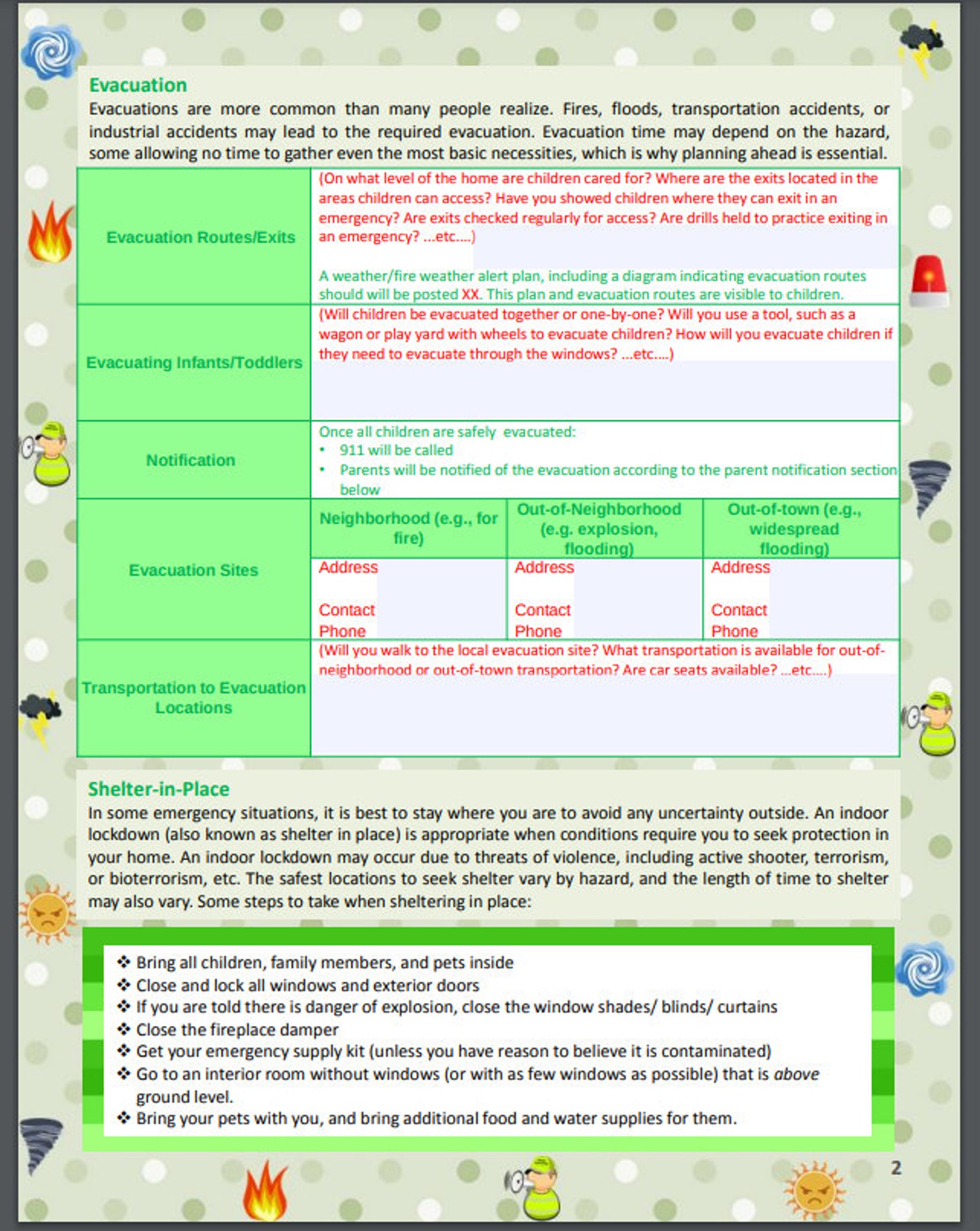 Daycare SAFETY PLAN / Licensing Requirement / Downloadable PDF Filler ...