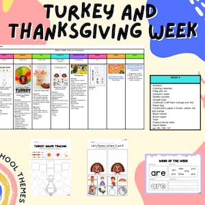 Turkey and Thanks Giving Week Themed Lesson Plan/ Turkey & Thanks ...