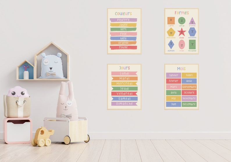 Set of 4 EDUCATIONAL POSTER / Kids Wall Art / Daycare Wall Art Print ...