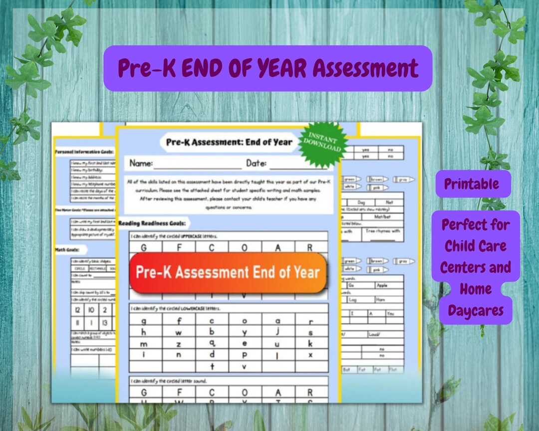 Pre-k END OF YEAR Assessment/printable/ /perfect for Child Care Centers ...