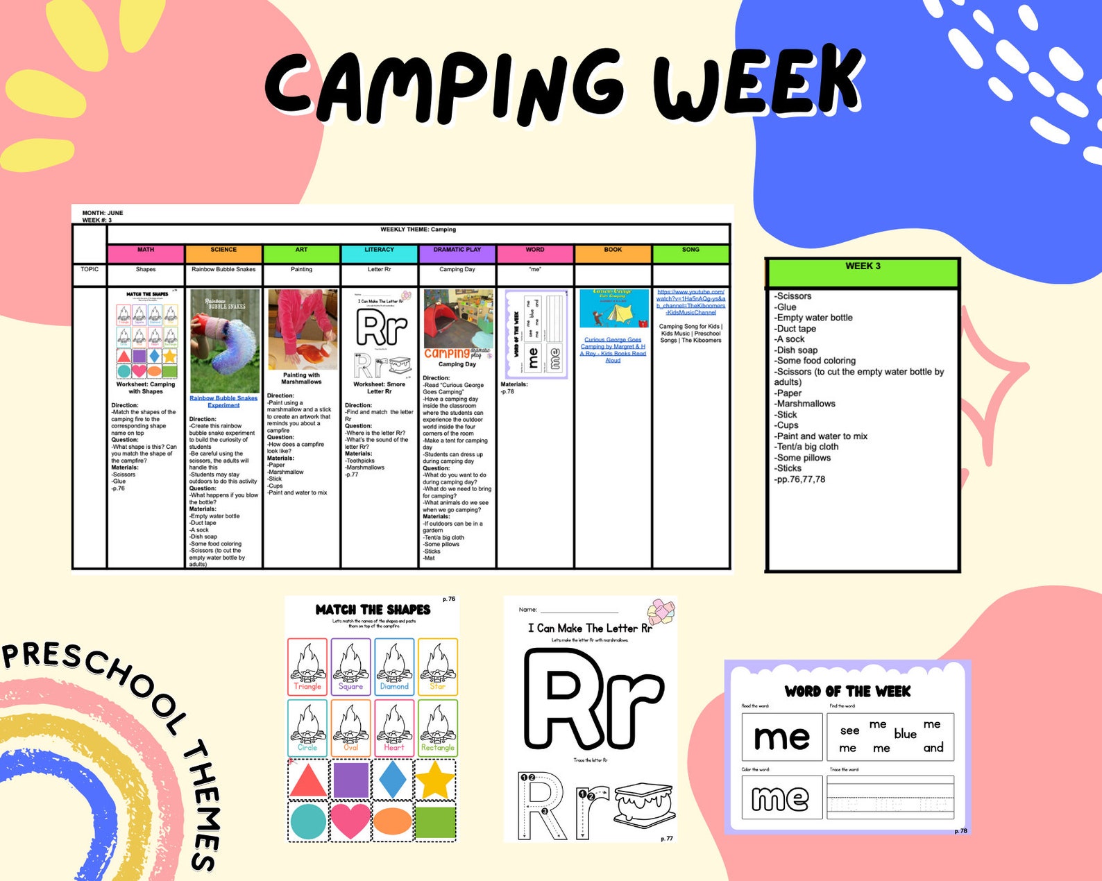 SUMMER TIME THEMES Printable Preschool Lesson Plan (june- Aug)/ Perfect ...