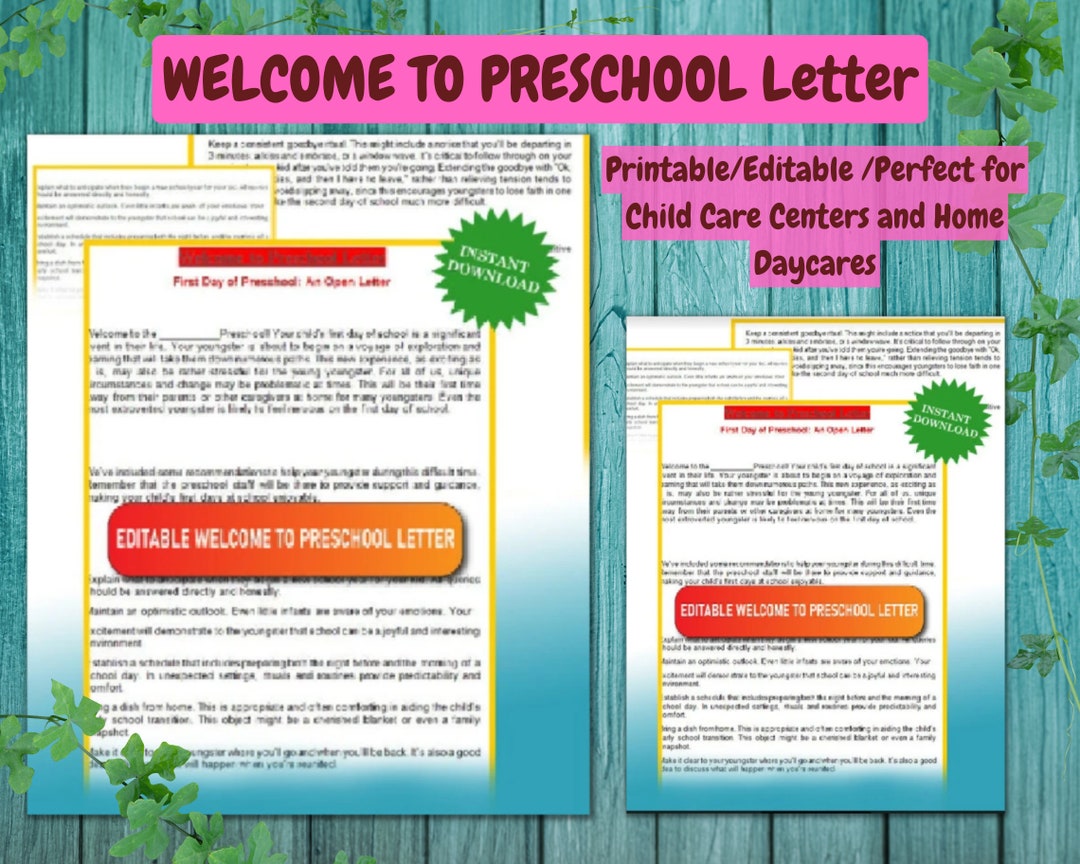 Editable Preschool Welcome Letter: Daycare Printable (digital Download ...