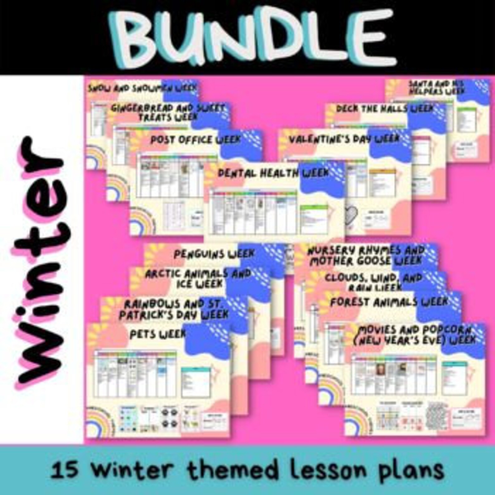 WINTER THEMES Printable Preschool Lesson Plan BUNDLE /(dec- Mar ...