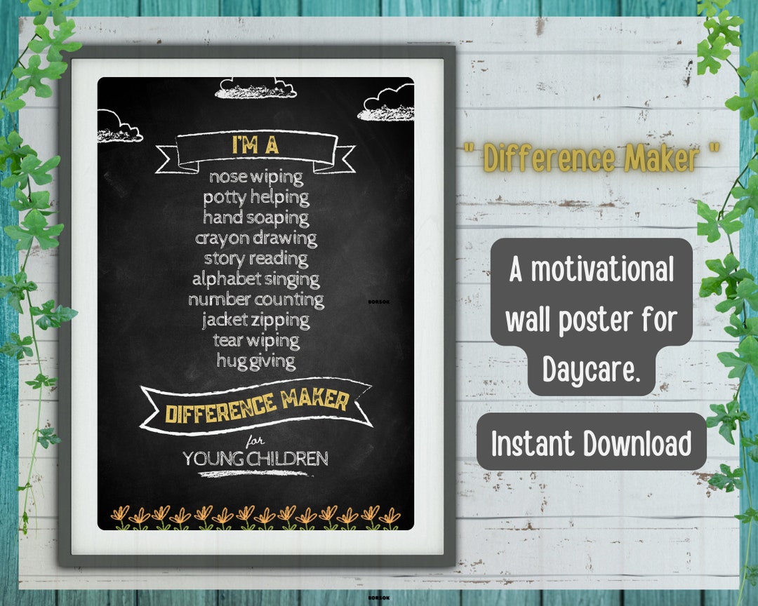 Difference Maker Poster: Motivational Daycare Wall Art (digital ...