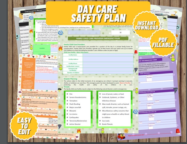 Daycare SAFETY PLAN / Licensing Requirement / Downloadable PDF Filler ...