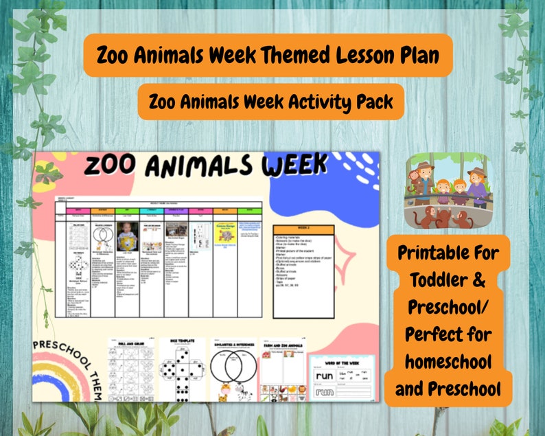 Zoo Animals Week Lesson Plan: Toddler & Preschool Activities (digital ...