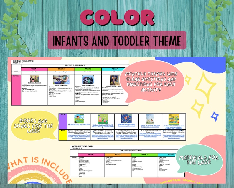 Colors Themed Monthly Lesson Plan/ Color Preschool Activities ...