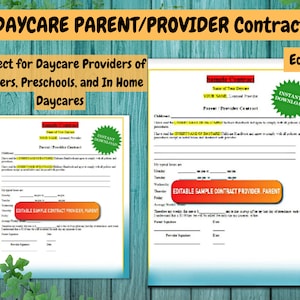 Editable Daycare Parent Provider Contract (digital Download) - Etsy
