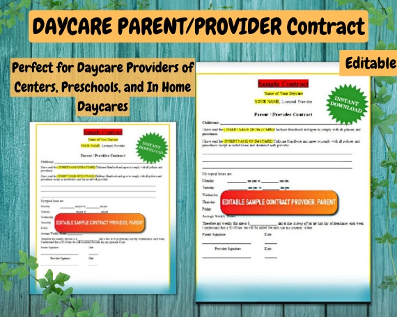 DAYCARE PARENT/PROVIDER Contract/ Editable / Perfect for - Etsy