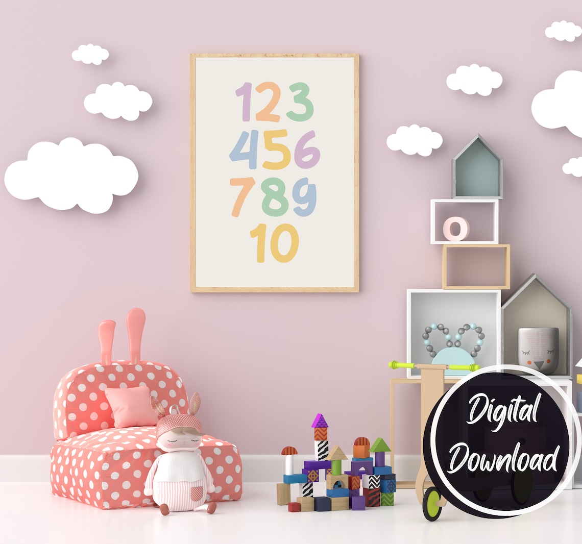 Numbers Wall Art for Daycare / Printable 123 Numbers Art / - Etsy