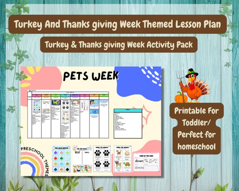 Turkey and Thanks Giving Week Themed Lesson Plan/ Turkey & Thanks ...