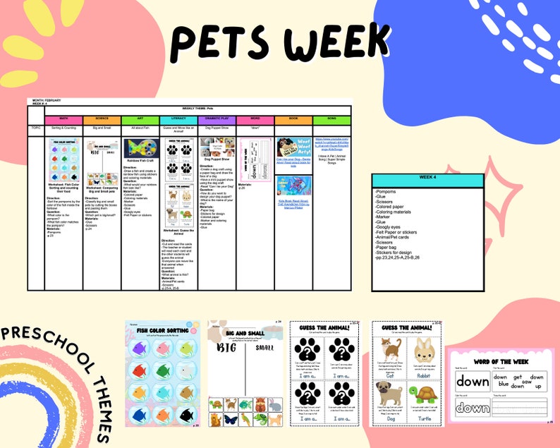 ANIMAL THEMES Printable Preschool Lesson Plan Bundle/perfect for ...
